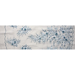 SanVera17 Applique African Lace Fabric 3D Lace Material Net Lace Fabric French Tulle Lace for Wedding Dress (Blue) 5 Yards