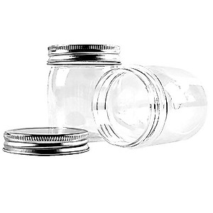 novelinks 8 Ounce Clear Plastic Jars Containers With Screw On Lids - Refillable Round Empty Plastic Slime Storage Containers for Kitchen & Household Storage - BPA Free (16 Pack)