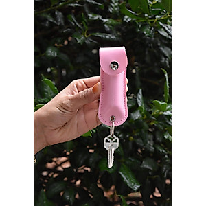 FIGHTSENSE Self Defense Pepper Spray - 1/2 oz Compact Size Maximum Strength Police Grade Formula Best Self Defense Tool for Women W/Leather Pouch Keychain (Pink)