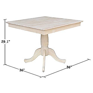 International Concepts 36" x 36" Natural Solid Wood Square Top Pedestal Table - 29.9" Height