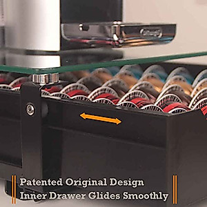BLACKSMITH FAMILY Patented Crystal Tempered Glass Vertuo Pods Drawer Holder with Smooth Gliding System, Compatible for 50 Nespresso Big Vertuo Pods or 75 Small Pods, Black