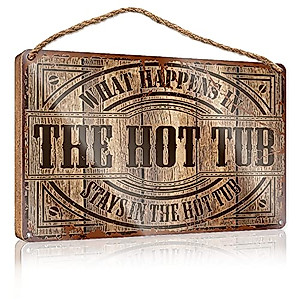 Porch Decorations What Happens In The Hot Tub Stays In The Hot Tub Wooden Sign House Decor Clearance Wood Decor Sign (Size : 15X28CM)