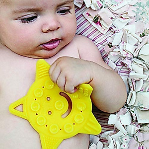 POPPIES Smiley The Star BPA-Free Silicone Suction Cup Teether, Sensory, Bath Toy (Yellow)