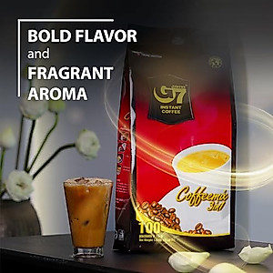 Trung Nguyen G7 Instant Coffee - 3-in-1 with NANO+ Technology, Roasted Ground Blend, Non-dairy Creamer & Sugar (100 Sticks)