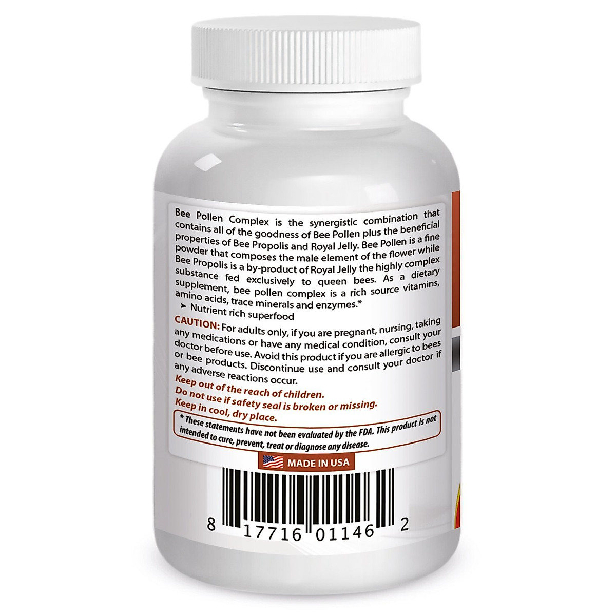 Best Naturals Bee Pollen Complex 1000 mg 120 Tablets