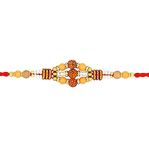 Premium Designer Rakhi for Brother Multicolor Beautiful & Designer Thread Raksha Bandhan Rakhi for Loving Brother Bhai | Rakhi for Small Brother (Rudraksh)