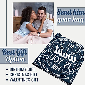 InnoBeta Boyfriend Blanket, Boyfriend Gifts, Best Boyfriend Ever, Love Sayings Flannel Blanket for Boyfriend, Soft Throw Blanket for Him, Gay Couple, BF, Man, Lovers - Blue 50 x 65 Inches