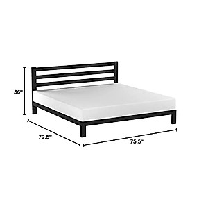 Mellow 10 inch Heavy Duty Metal Platform Bed W/Headboard/Wooden Slat Support/Mattress Foundation (No Box Spring Needed), King, Black