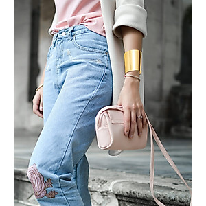 COLOYAN 6Pcs Gold Arm Cuff - Upper Arm Cuff Bangle Bracelet Set Adjustable Minimalist Simple Coil Bangle Wide Wire Grooved Cuff Open Arm Band Cuff Armlet Armlet Armband Bracelets for Women