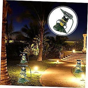 LABRIMP Creative Light Garden D Welcome Walkway Outdoor Art Pathway Frog Solar Patio Lawn Statue Musician Home Stake Powered Sign for Dark Figurine Ornament Green Sculpture Frogs Lights