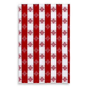 Cackleberry Home Red and White Tavern Check Woven Cotton Jacquard Kitchen Towels 18 x 28 Inches, Set of 3