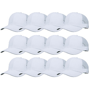 Gelante Mesh Trucker Baseball Cap Structured Front Panel Wholesale LOT 12 Pack TR001 White