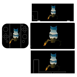 Owl Landscape Decal Stickers Cover Skin Full Wrap FacePlate Stickers Compatible with Switch for Switch