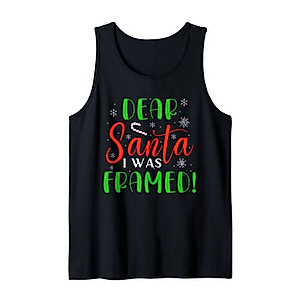 Dear Santa I Was Framed Christmas Stocking Stuffer Naughty Tank Top