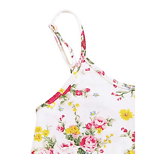 SheIn Women's Pajamas Sets Button Front Tank and Shorts Lounge Set Sleepwear White Floral X-Large