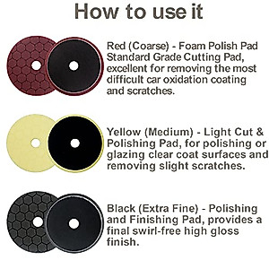 MAXXT Buffing Polishing Pads 7 Inch Compound Buffing Sponge Pads Car Detailing Kit Work with 6 inch 150mm Backing Plate