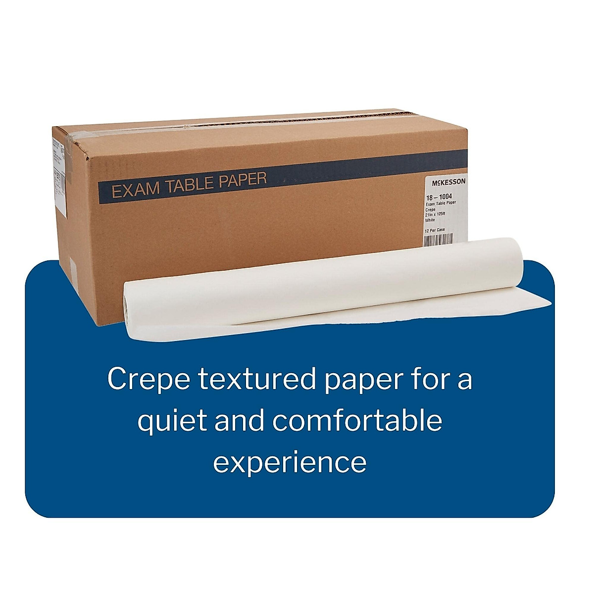 McKesson Exam Table Paper, Economy Crepe, White, 21 in x 125 ft, 12 Count