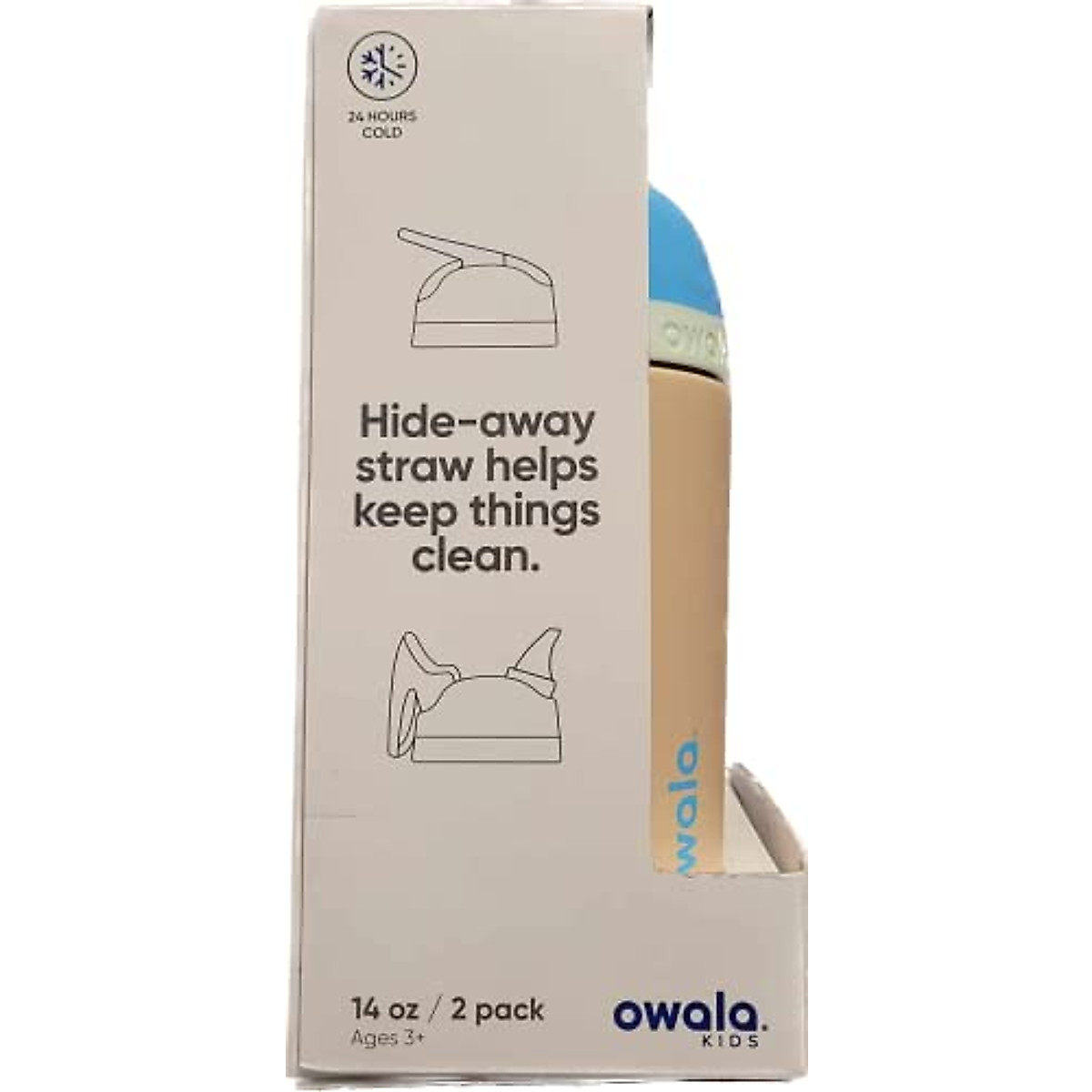 Owala Kids (Pink/Pink and Teal/Yellow) 14 Oz. Water Bottle Carry Loop With Integrated Lock Hygienic Flip Straw Colored Straw Leak Proof Insulated Stainless Steel Perfect Size For Small Hands