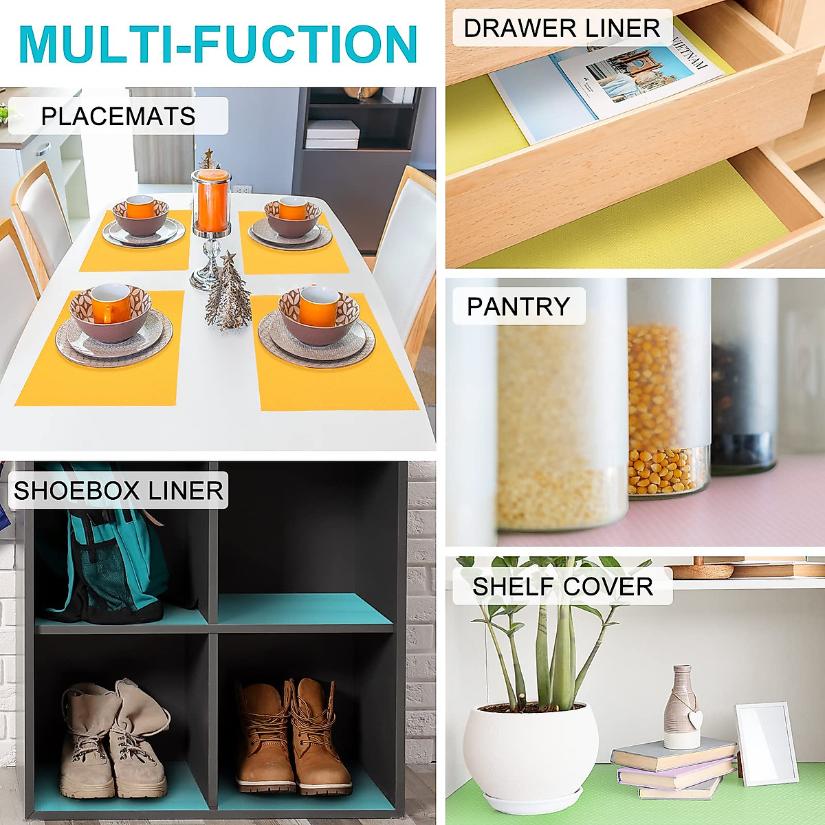 Honeydak 32 Pcs Refrigerator Liners Washable Mats Liner Covers Pads Waterproof Oilproof No BPA Home Kitchen Gadgets 17.7 x 11.6 inches