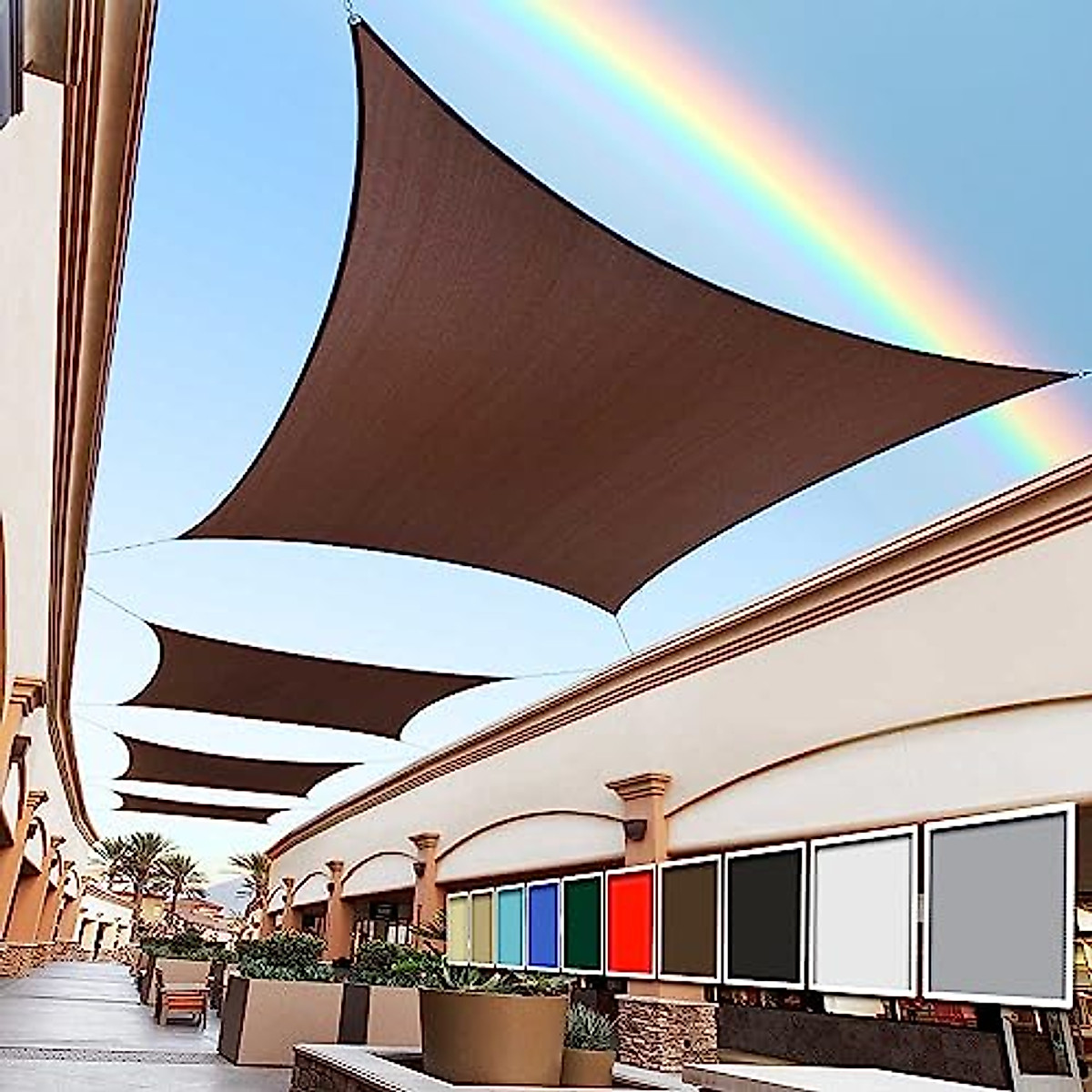 Royal Shade 8' x 12' Brown Rectangle Sun Shade Sail Canopy Outdoor Patio Fabric Screen Awning RTAPR0812-95% UV Blockage, Heavy Duty, Water & Air Permeable (We Make Custom Size)