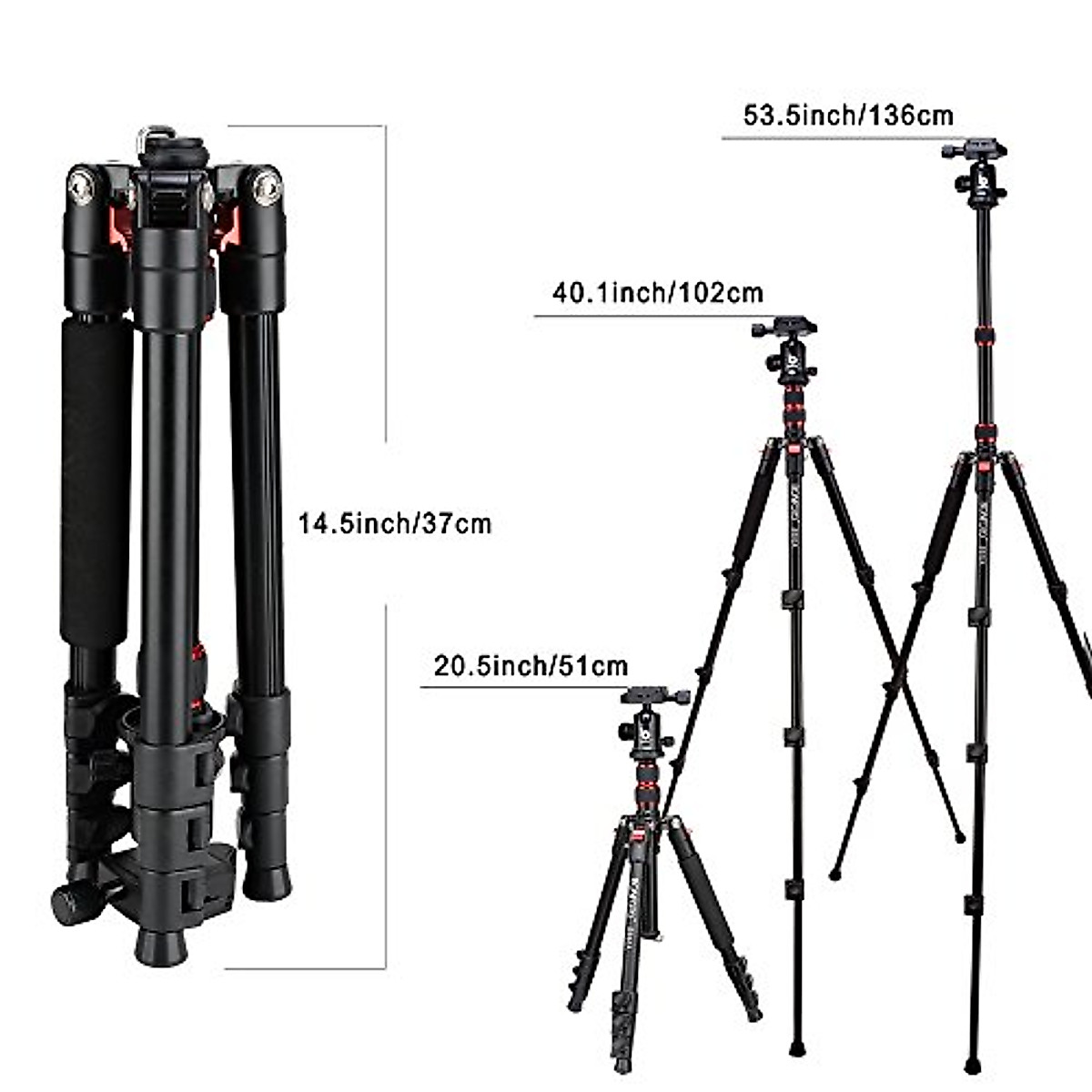 BONFOTO B690A Camera Tripod for Travel,Lightweight Aluminum Portable DSLR Tripod with 360 Degree Ball Head and Carry Bag, Camera Stand for Ring Light & Canon Nikon Sony DSLR