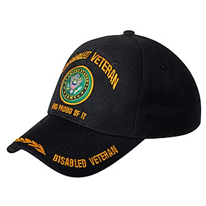 Officially Licensed United States Army Disabled Veteran and Proud of it Embroidered Black Baseball Cap