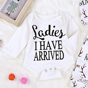 Newborn Suit For Baby Shower Deer Print Long Sleeve Romper+Long Pants+Hat (0-3months, Man),3M