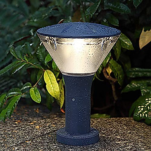 ZZYJYALG Modern Simple E27 Grey Waterproof Outdoor Column Lights European Creative Aluminum PC Post Lights Lawn Garden Home Villa Street Decorative Pillar Lamps