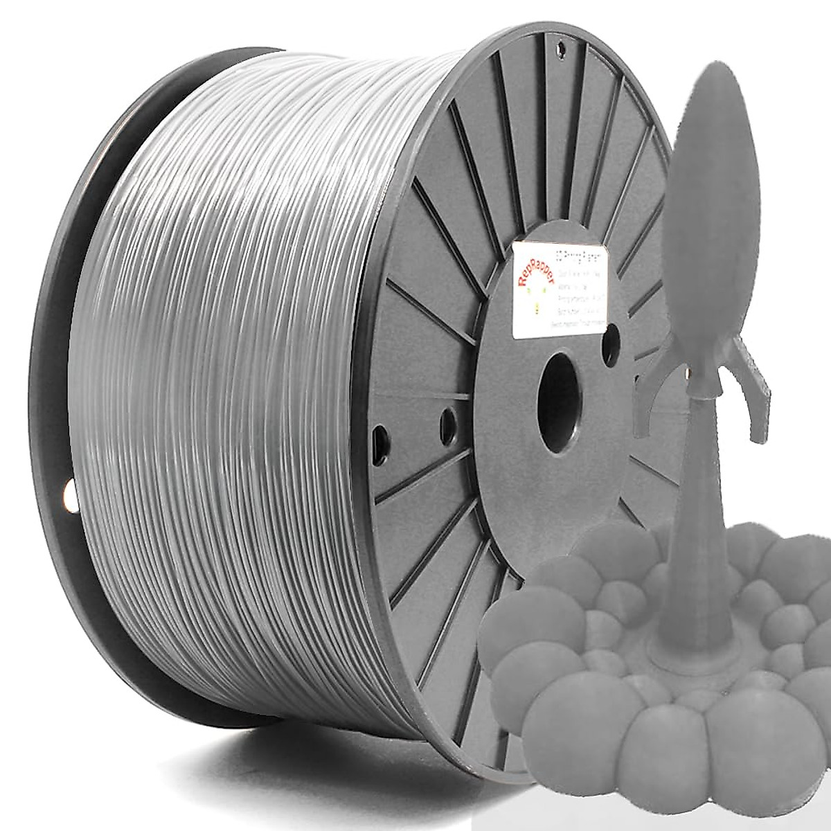 RepRapper Gray MPLA (Modified PLA) Extra Strong PLA Plus Filament for 3D Printer 1.75mm (± 0.03mm) 6.6lbs (3kg)