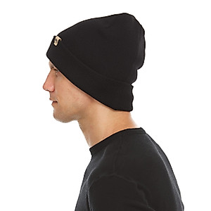 Minus33 Midweight Everyday Knit Cuff Beanie - 100% Merino Wool - Warm Winter Hat - Black