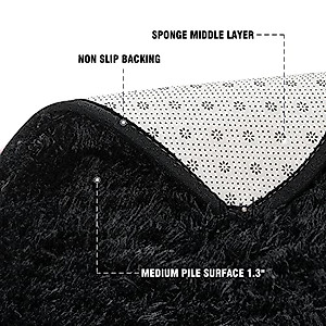 LFHHT Modern Indoor Fluffy Area Rug 5x7 Feet, Black Plush Fuzzy Shaggy Rugs for Living Room Bedroom Nursery Dorm Room Home Decor, Carpet Shag Rugs for Kids Girls Boys, Black