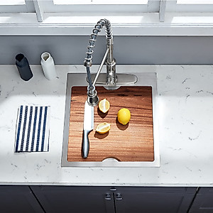 EcoChannels Kitchen Sink, 17 x 19 Inch Drop-in Bar Sink Stainless Steel Topmount Kitchen Sink Single Bowl Workstation Sink