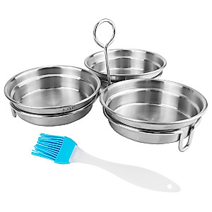 Egg Boiling Stainless Steel Egg Poacher Pan Insert with Oil Brush Nonstick Egg Poacher Multi-function Egg Steamer for Poached Egg Tool