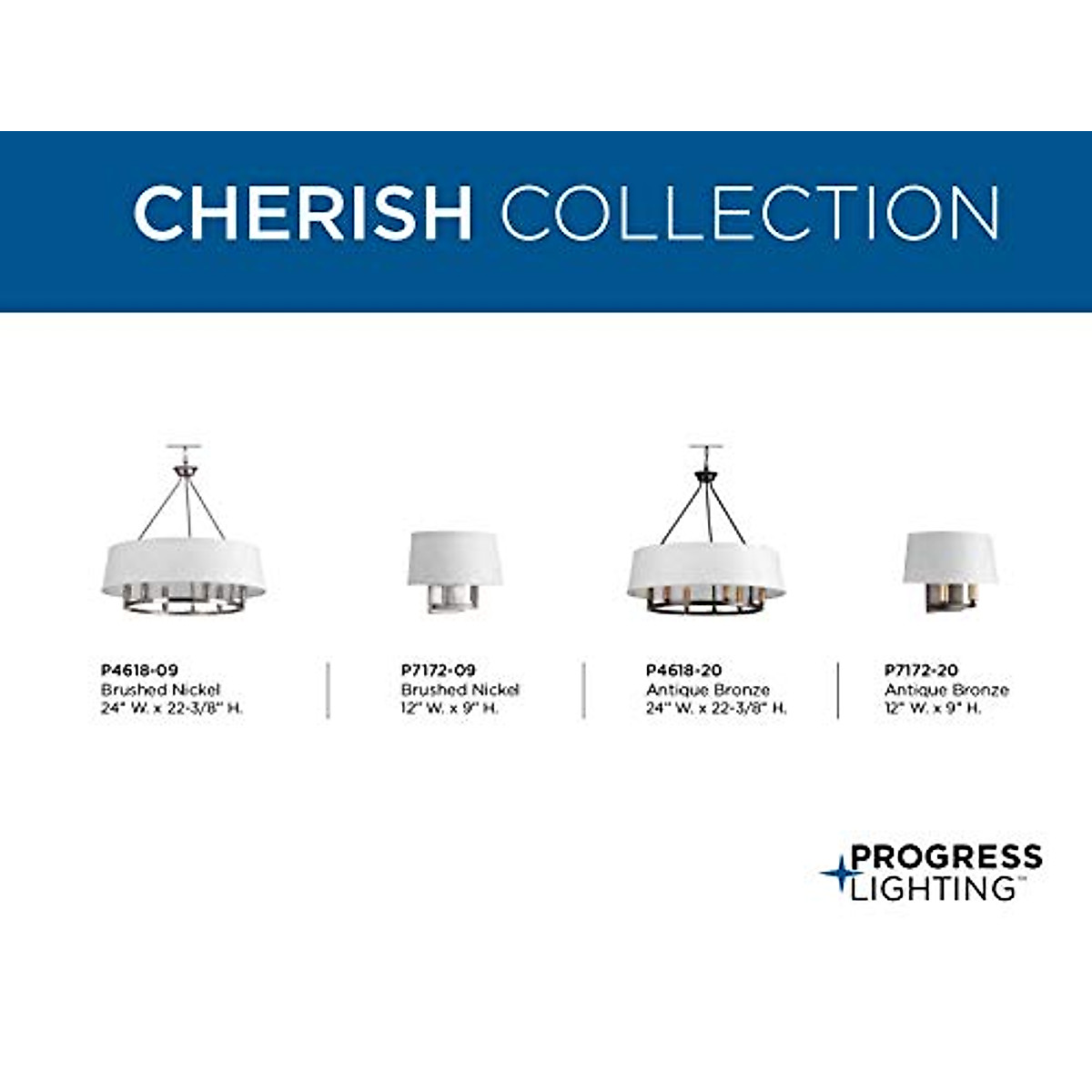 Cherish Collection 6-Light White Linen Shade Coastal Chandelier Light Brushed Nickel