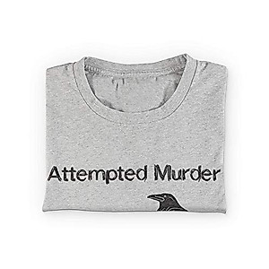 Revel Shore Attempted Murder T Shirt Funny Crow Flock Bird Pun Novelty Graphic Tee (Small) Sport Grey