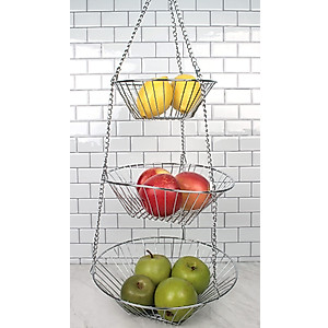 RSVP 30-by-12-Inch 3-Tier Wire Hanging Basket, Chrome