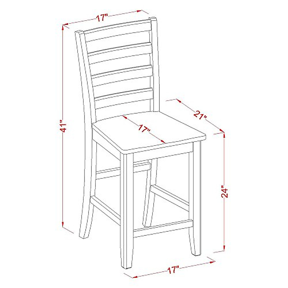 East West Furniture PBFA3-BLK-W 3 Piece Counter Height Dining Set for Small Spaces Contains a Square Dining Room Table and 2 Wooden Seat Chairs, 36x36 Inch, Black & Cherry
