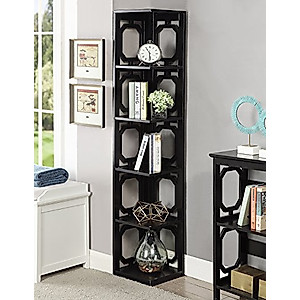 Convenience Concepts Omega 5 Tier Corner Bookcase, Black