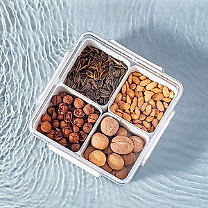 2Pack Veggie Tray with Lid for Fridge, Snackle Box Container for Party, 4 Compartment Divided Serving Trays, Food Storage Containers with Lids for Refrigerator
