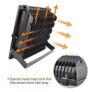 LEPOWER 100W LED Flood Light Outdoor, Plug in Exterior Work Light, 500W Halogen Bulb Equivalent, IP66 Waterproof, 8000LM, 6000K, Outdoor Floodlight Fixture for Backyard, Garden, Garage, Playground