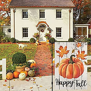 Happy Fall Garden Flag 12×18 Inch Double Sided Vertical Thanksgiving Yard Autumn Pumpkin Outdoor Decor DF076
