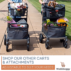 Wadabuggy Heavy Duty Folding Shopping & Utility Cart, Glides Effortlessly - Easy to Maneuver, Lightweight Push & Pull Behind Cart w/3 Storage Baskets