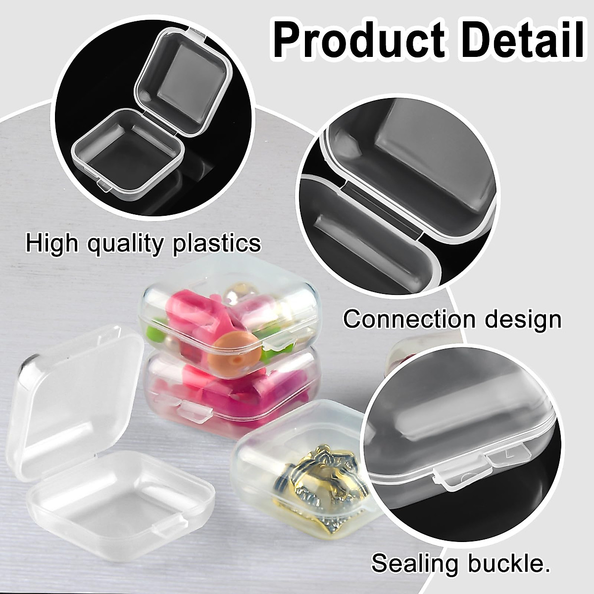 Mototo 120 Pieces Mini Plastic Jewelry Box Clear Storage Box Small Storage Containers with Hinged Lids for Beads Jewelry Earrings Chains Earplugs Craft, 1.4 x 1.4 x 0.7 Inches