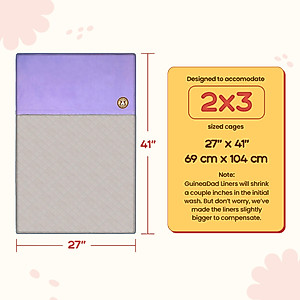 GuineaDad Original Liner - Orange Fleece Guinea Pig Bedding - Reusable Guinea Pig Cage Liner - Extra Absorbent with Waterproof Bottom and Burrowing Pocket - Small Pet Supplies - 2x3 C&C