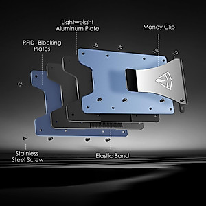 Slim Minimalist Wallet for Men with Money Clip - 15 Credit Card Holder RFID Wallet for Men - Front Pocket Mens Wallet with Compact Design - Easy to Access for Cards - Ideal Gift for Him(Pacific Blue)