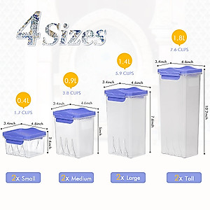 HOMER 8-Piece Moroccan Style Airtight Food Storage Containers - Versatile Kitchen Organizers with Easy Lock Sealing Lids - Includes Tall, Medium, Small & Mini Sizes - BPA-Free - Bonus Labels & Marker