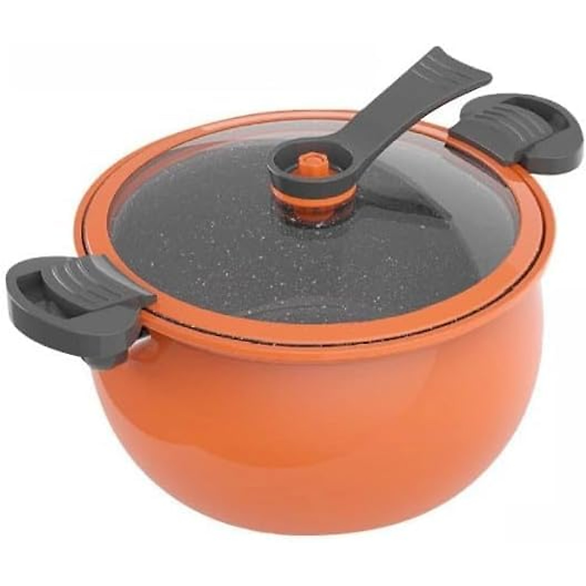 Non Stick Pressure Cooker,Thickened and Durable Medical Stone Soup Pot 8L Large Capacity Micro Pressure Cooker with Transparent Glass Lid (Orange)