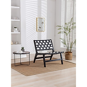 Living Room Accent Chair, Comfort Chair Armless Rubberwood Black White Modern Home Furniture 26.18" Lx28.35 Wx28.35 H