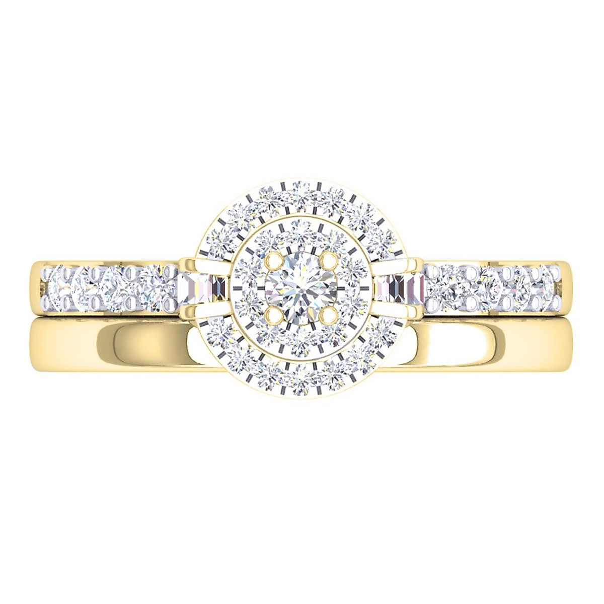 Dazzlingrock Collection 0.45 Carat (ctw) 14K White Diamond Ladies Bridal Engagement Ring Set 1/2 CT, Yellow Gold, Size 7.5
