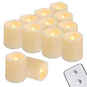Homemory Flameless Votive Candles with Remote, 12Pack Flickering Battery Operated LED Tealight Candles, Realistic Fake Candle for Wedding, Halloween, Christmas Decor(Amber Yellow, Battery Included)